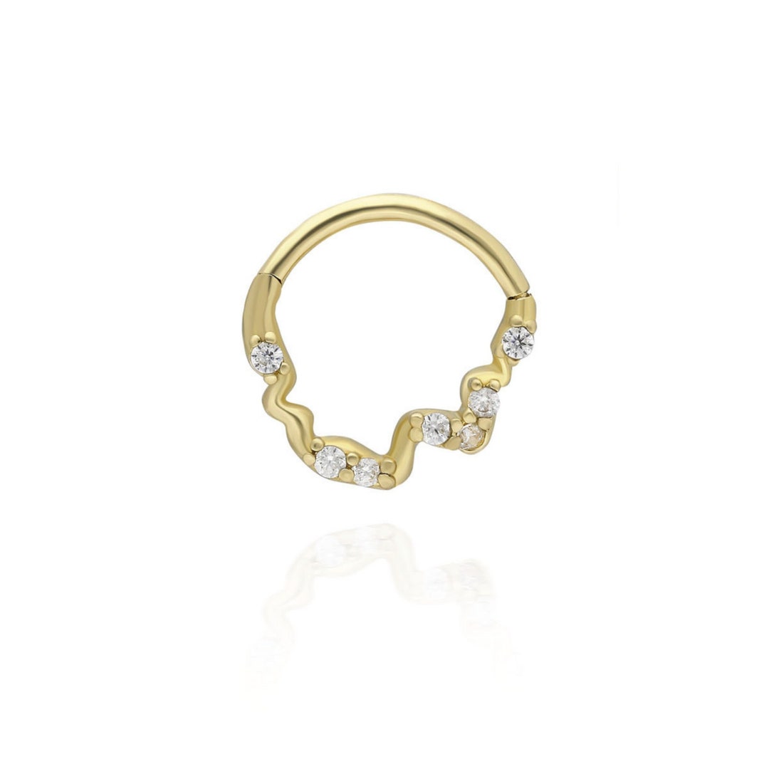 14K Solid Gold Hinge Hoop Earring,helix Piercing,gold Nose Ring, 16G ...