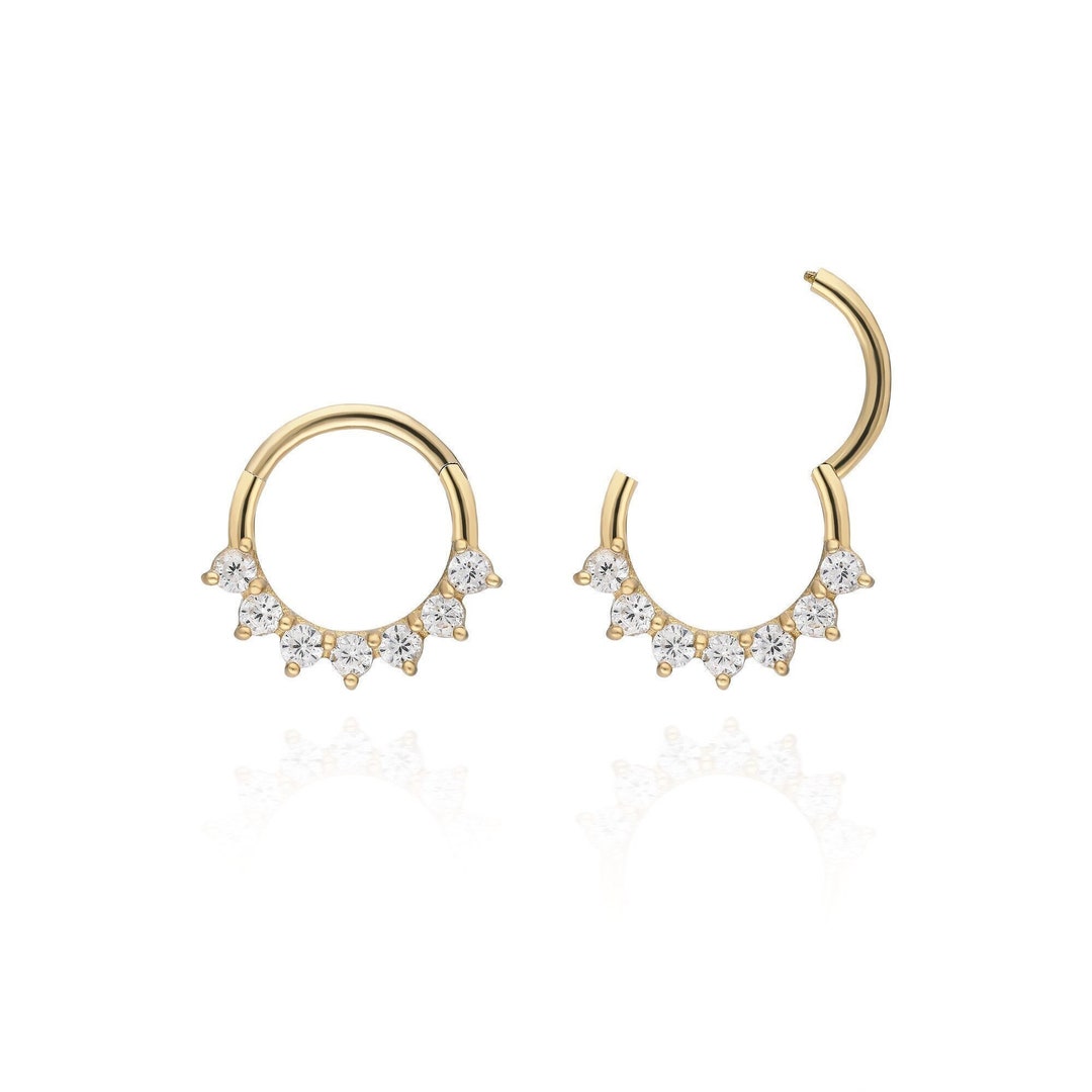 14K Solid Gold Hinge Hoop Earring,helix Piercing,gold Nose Ring,16g 18G ...