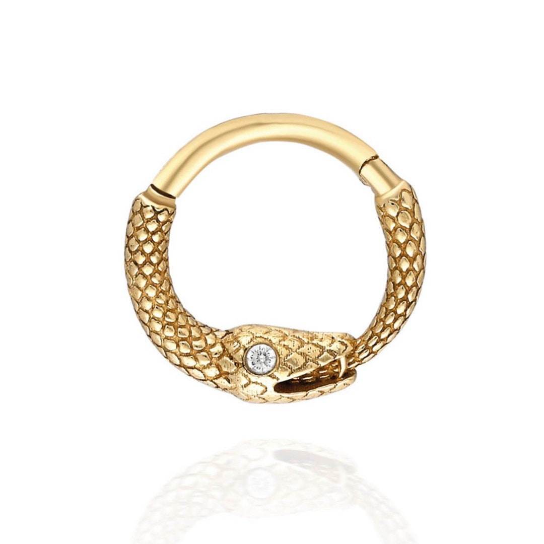 14K Solid Gold Hinge Hoop Earring,helix Piercing,gold Nose Ring,16g 18G ...