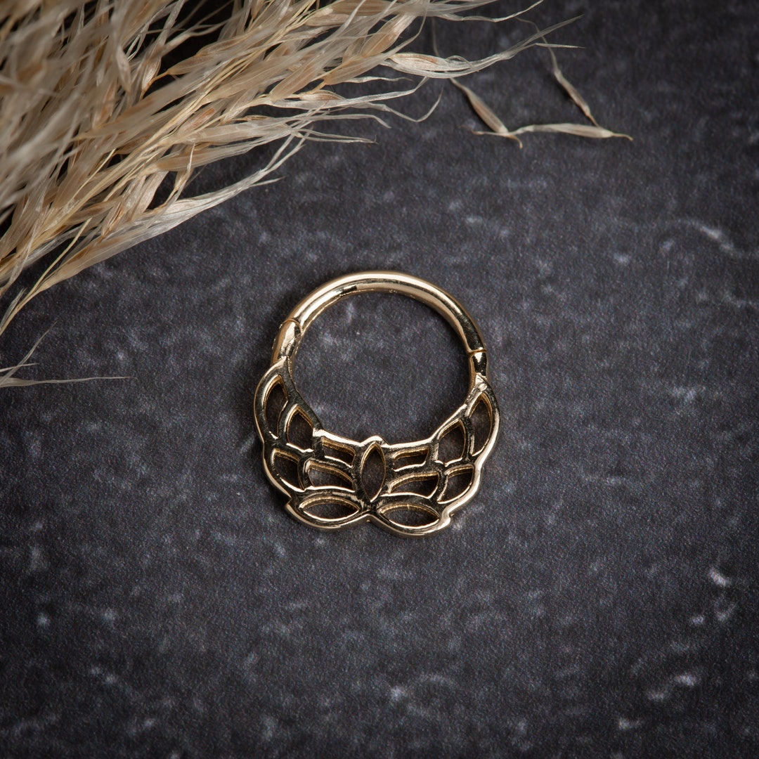 14K Solid Gold Hinge Hoop Earring, Helix Piercing, Gold Nose Ring, 18G ...