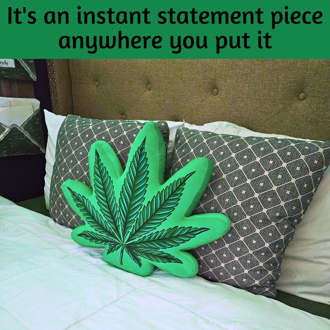 Marijuana Weed Throw Pillow Pot Leaf Rasta Funky Funny Room Decor Gift ...