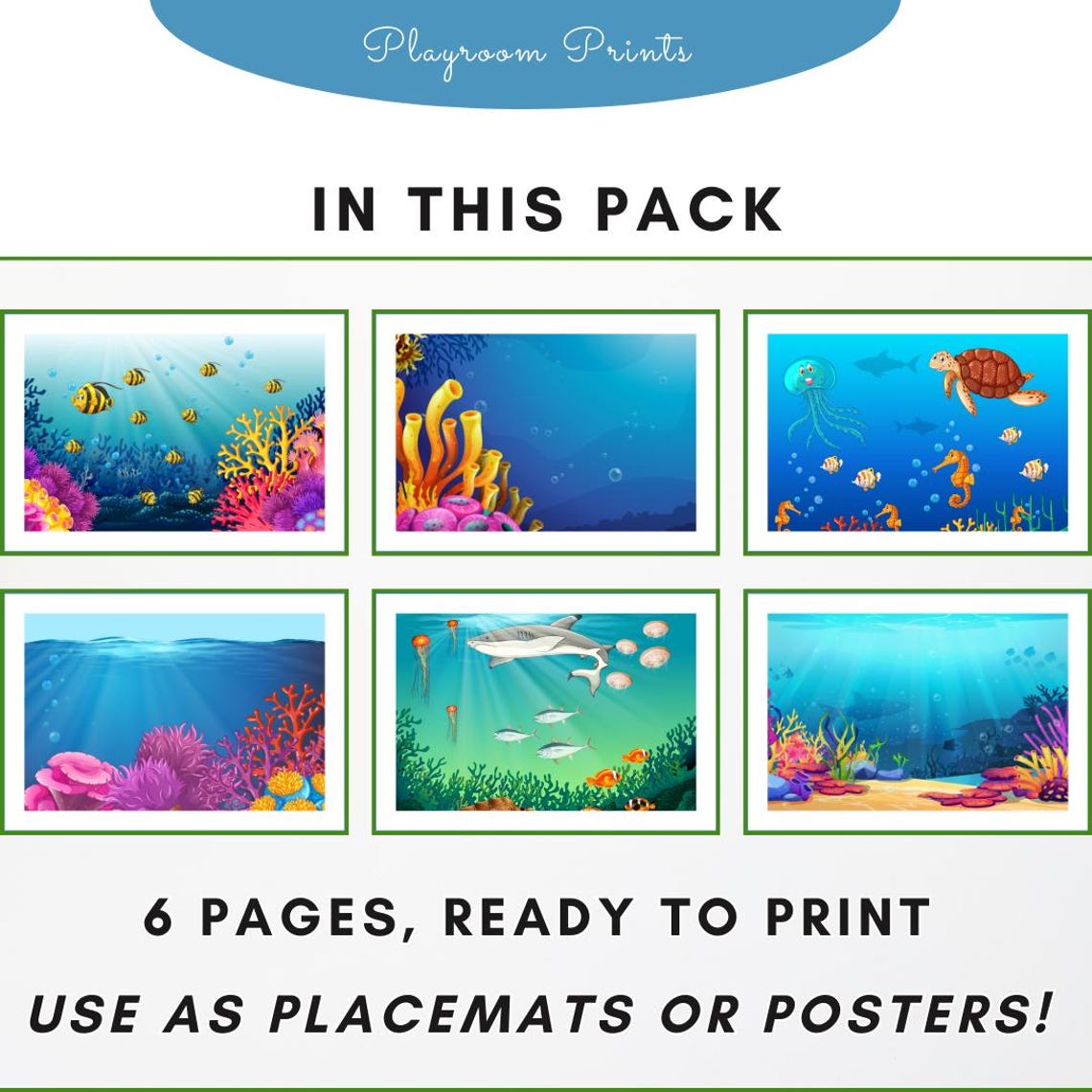 Underwater Ocean Activity Mats & Posters: Ocean-themed Playdough Mats ...