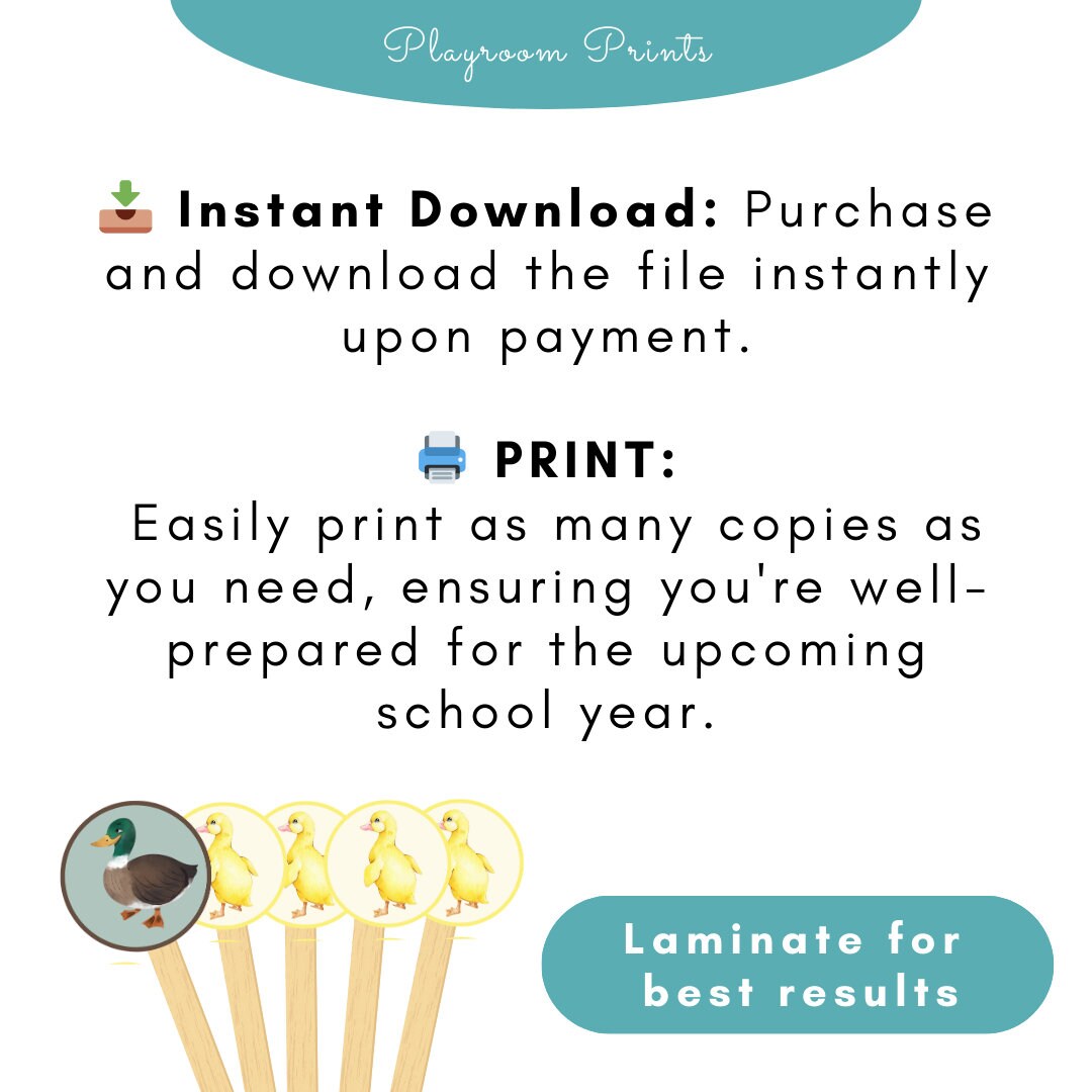 5 Little Ducks Props and Lyric Sheet - Download and Printable ...