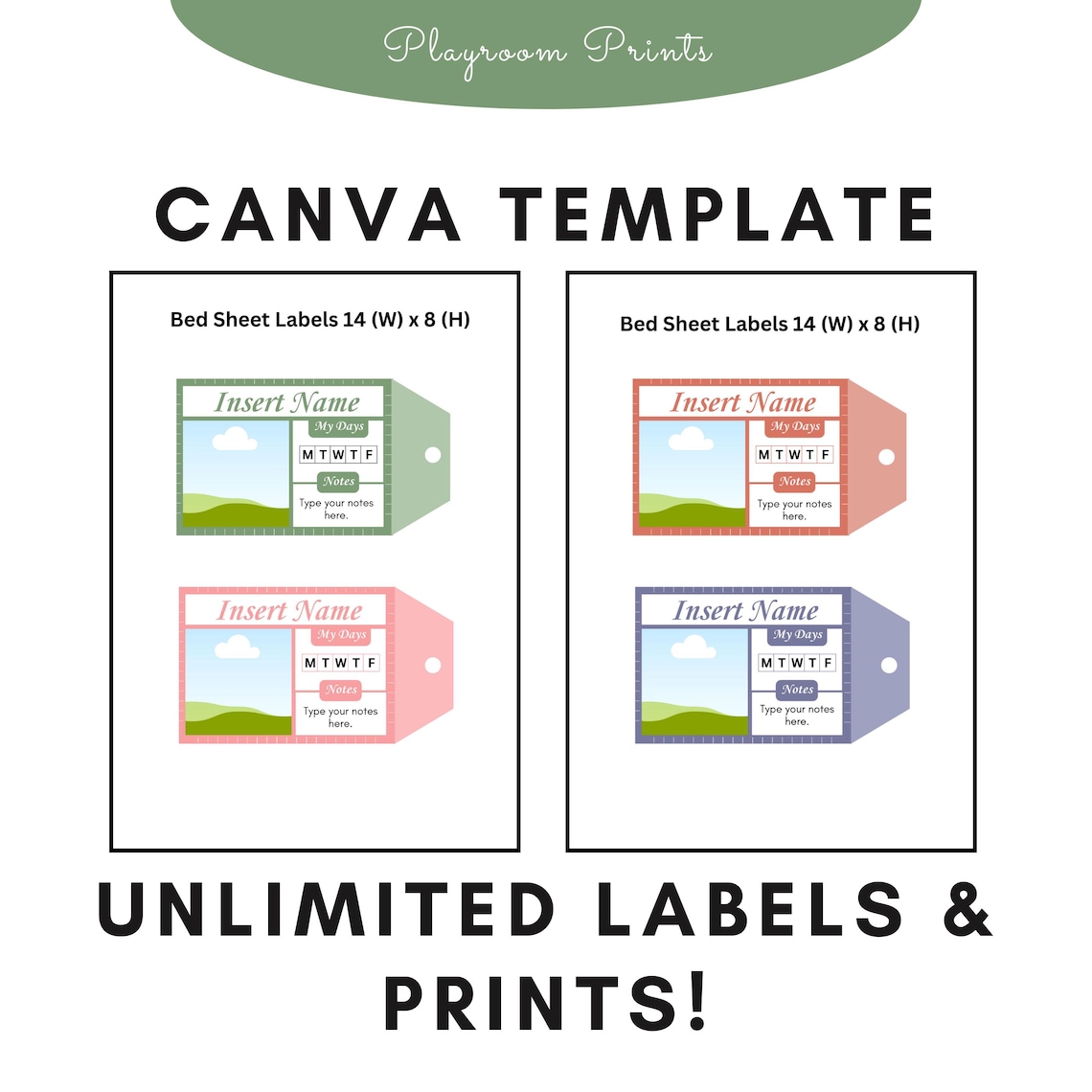 Custom Daycare, Crib & Cot Sheet Labels Editable Bed Sheet Name Tags ...