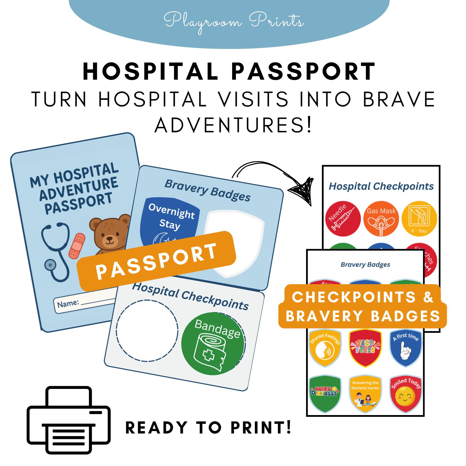 Printable Hospital Passport for Kids Bravery Badge Book Medical Visit ...