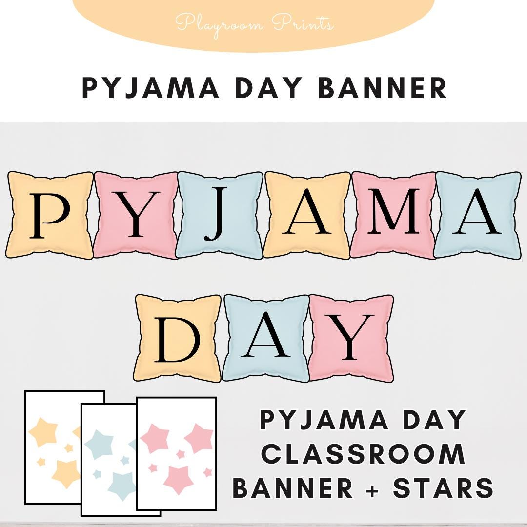 Pyjama Day Printable Banner Cushion Design Set for Daycare ...