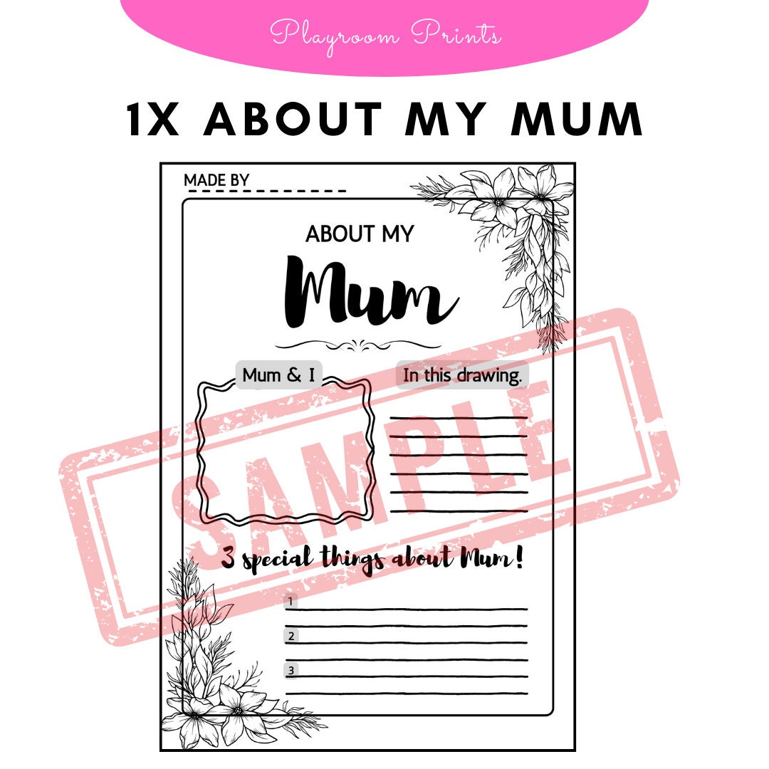 Mother's Day Worksheet 'all About My Mum' Gift , Special Someone and ...