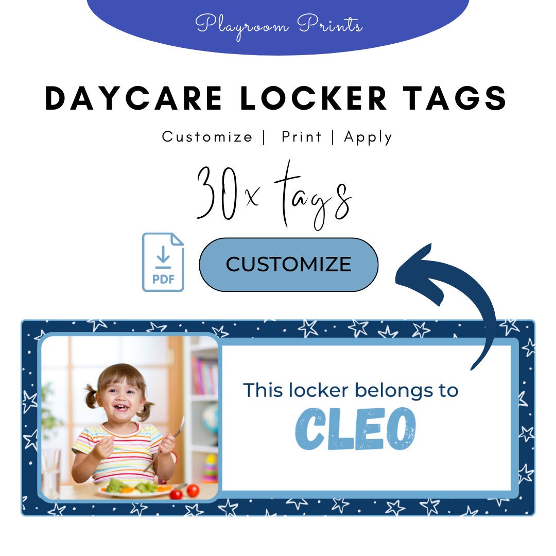 EDITABLE Daycare Name Tags Printable, Customizable Nametags Locker Name ...