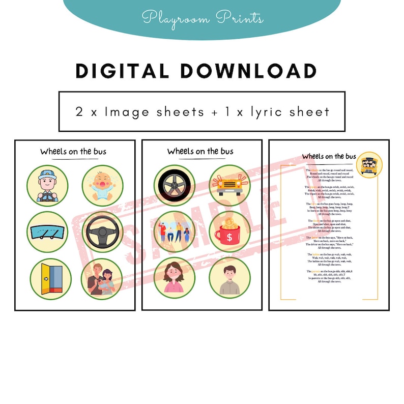 Wheels on the Bus Props and Lyric Sheet - Download and Printable ...
