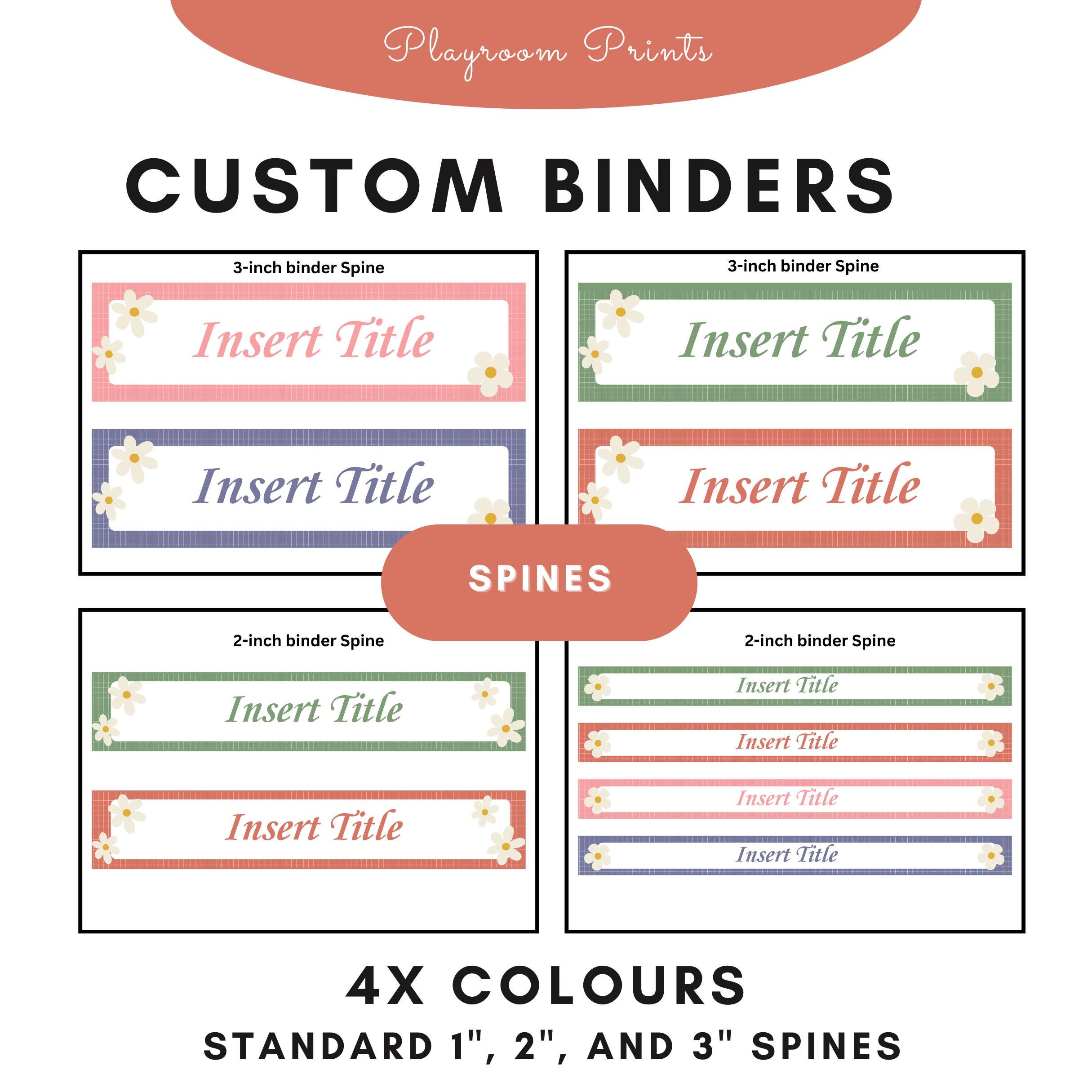 Editable Custom Binder Labels | 1', 2', 3' Sizes | Pastel Gingham Canva ...