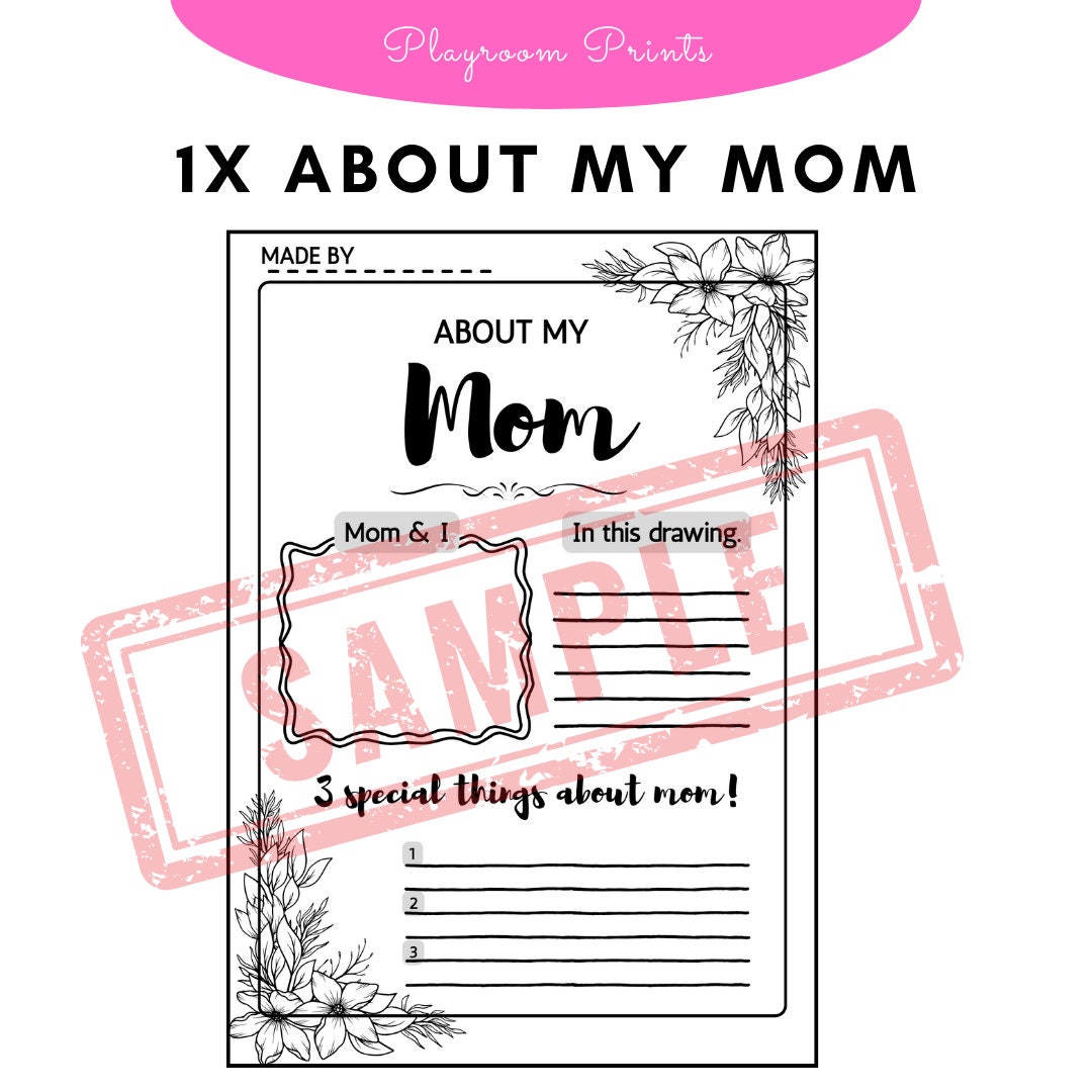 Mother's Day Worksheet 'all About My Mom' Gift , Special Someone and ...