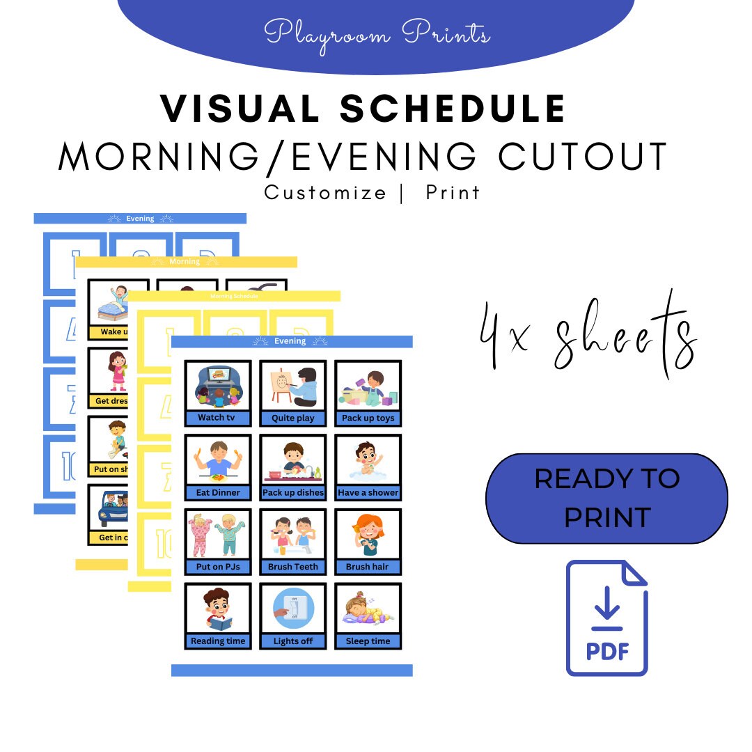Children's Morning & Night Routine Visual Schedule Cards PDF Printable ...