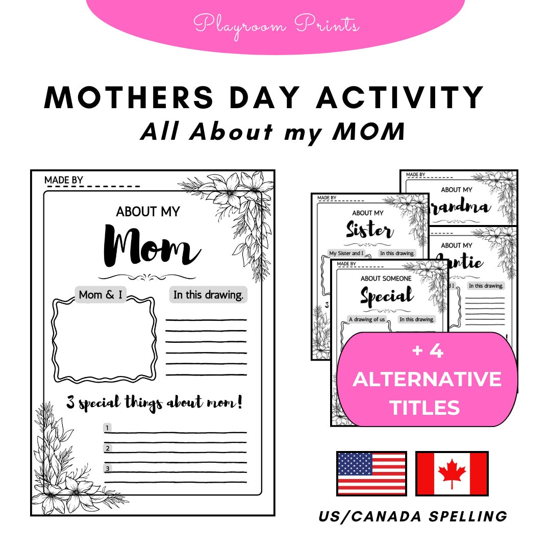 Mother's Day Worksheet 'all About My Mom' Gift , Special Someone and ...