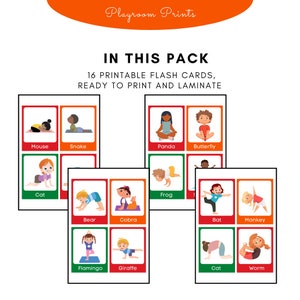 Animal Yoga Flash Cards for Children - Printable PDF Download ...