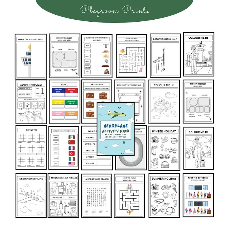 Aeroplane Activity Pack for Kids - Travel Activity Set, Digital ...