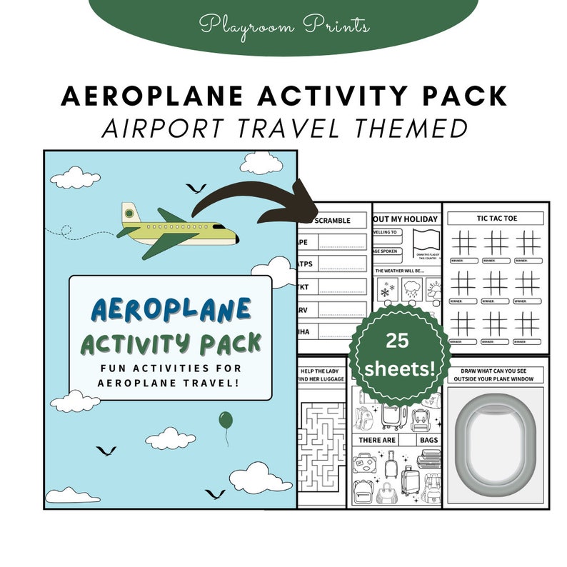 Aeroplane Activity Pack for Kids - Travel Activity Set, Digital ...