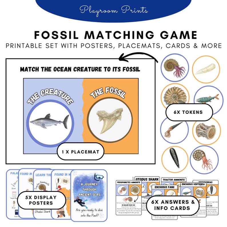 Printable Ocean Fossil Matching Game - Palaeontology Activity for Kids ...