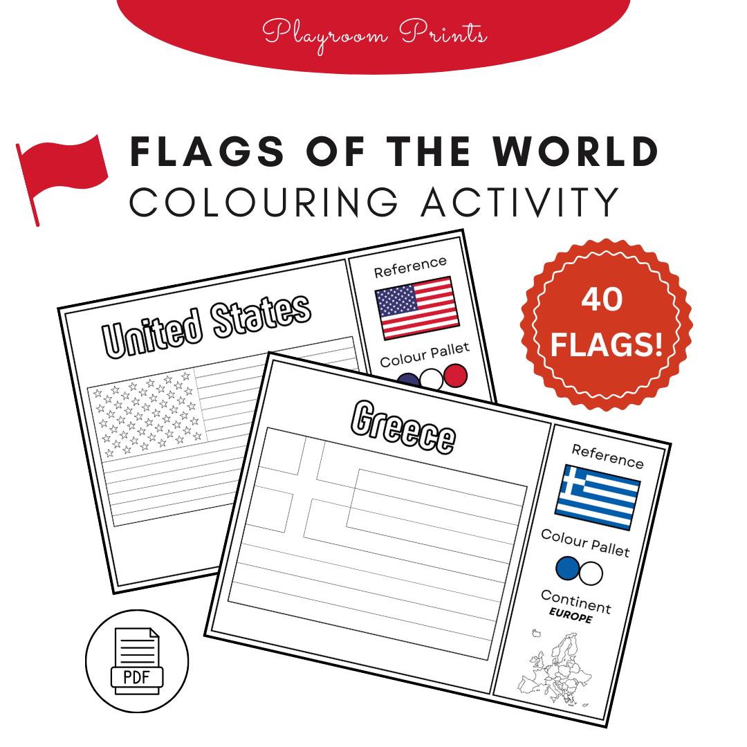 Flags of the World Coloring Activity Sheet Set – Printable for ...