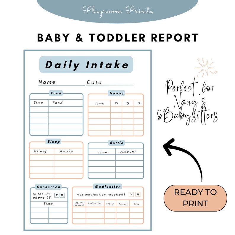 Printable Baby and Toddler Daily Log for Babysitters and Nannies - Keep ...