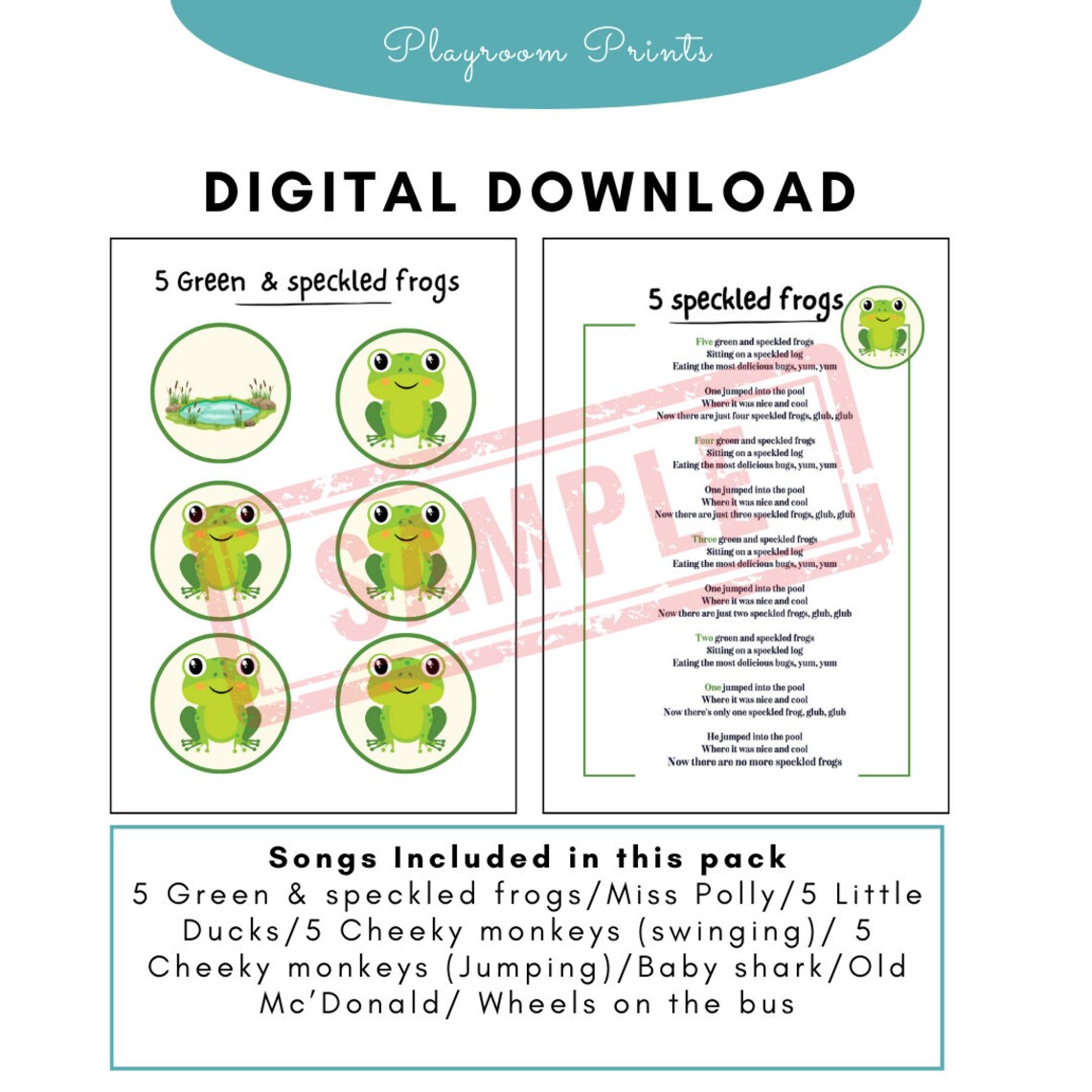 Children Nursery Rhyme, 5 Little Monkeys, Printable Nursery Rhymes ...