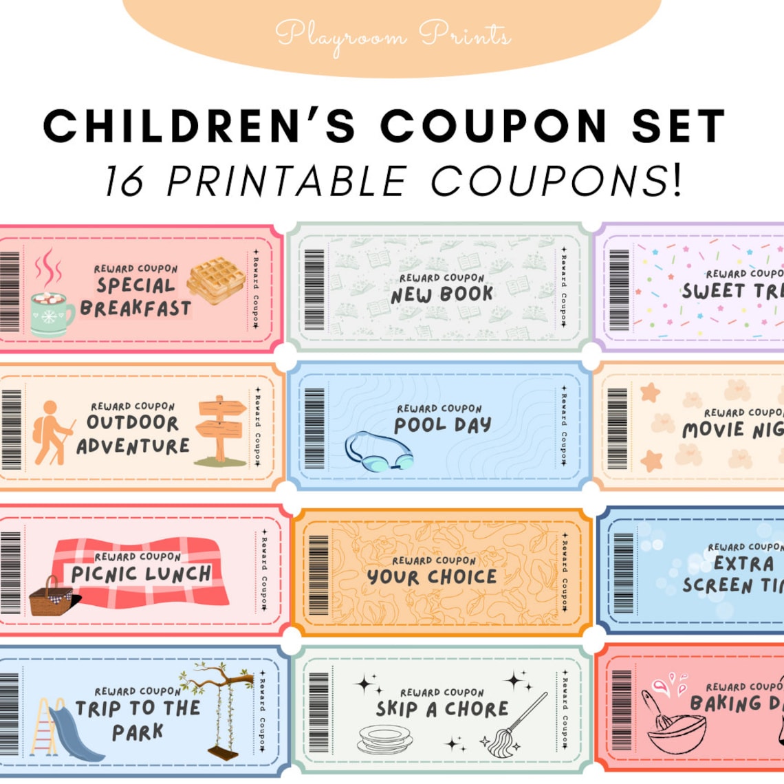 Printable Kids Coupon Set | Fun Reward Coupons for Children DIY ...