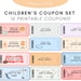Printable Kids Coupon Set | Fun Reward Coupons for Children DIY ...