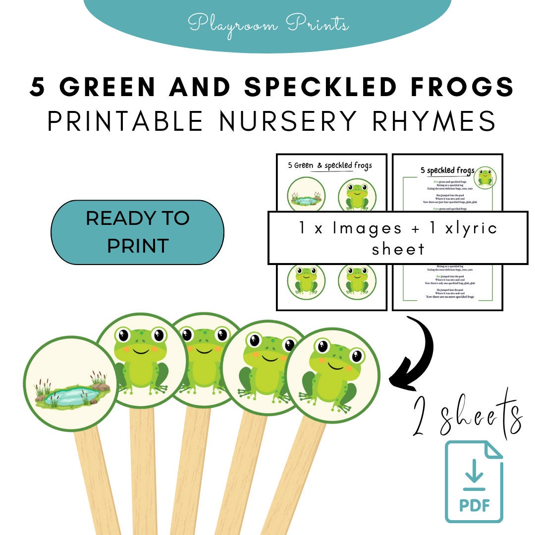 5 Green & Speckled Frogs Props and Lyric Sheet - Download and Printable ...