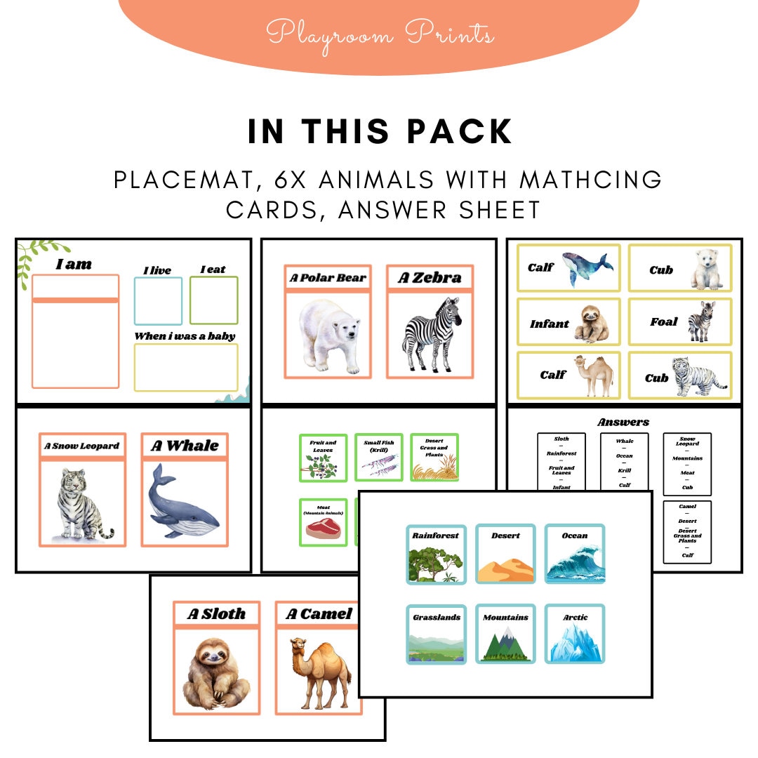 Printable Animal Habitat Matching Game for Children Fun and Educational ...