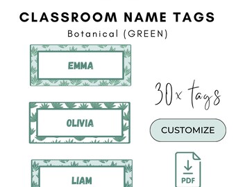 Classroom Name Tags Template Cactus Succulent Greenery Botanical ...