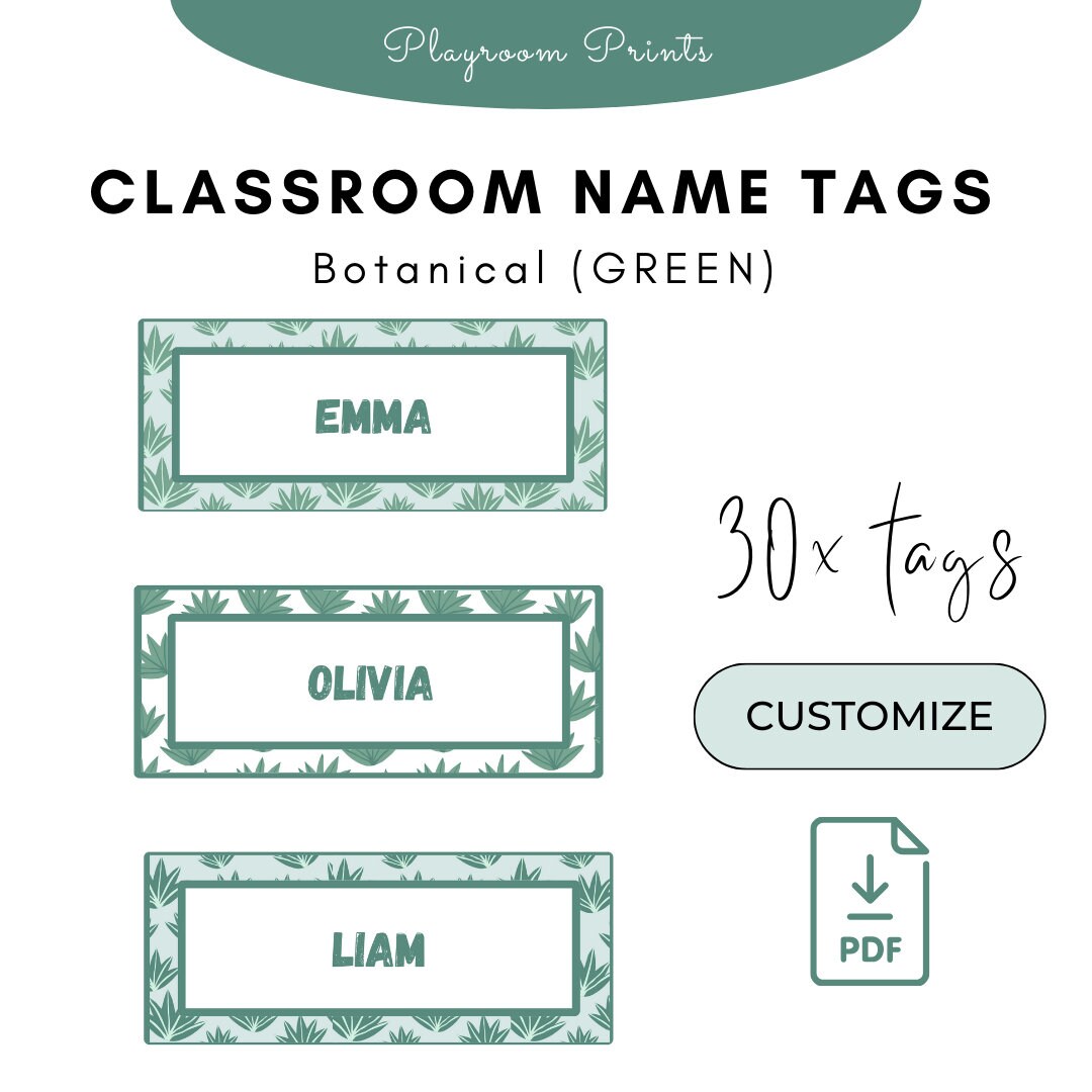 Editable Classroom Name Tags Template Printable Desk Plates, Cubby Name ...