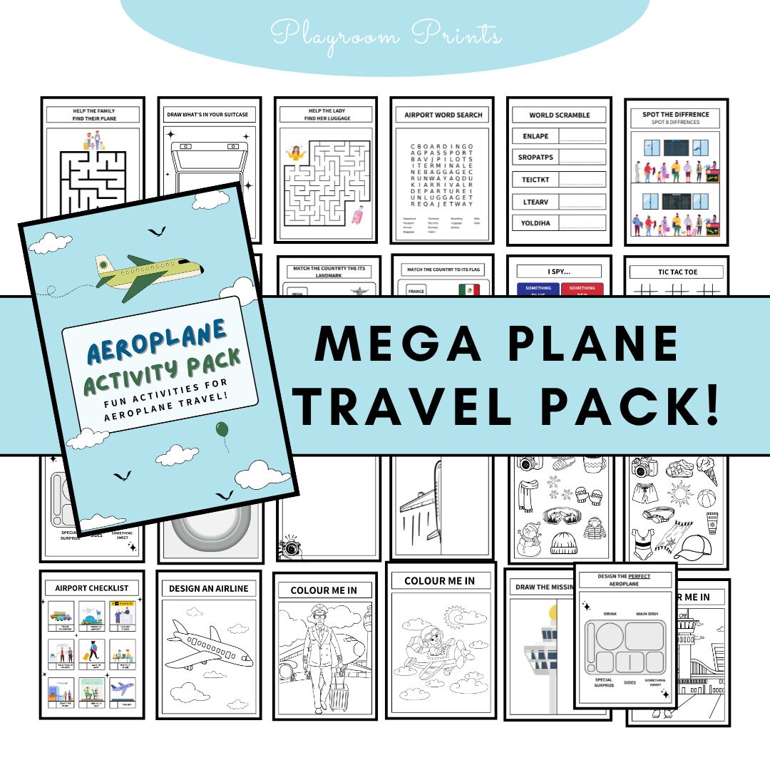 Aeroplane Activity Pack for Kids - Travel Activity Set, Digital ...