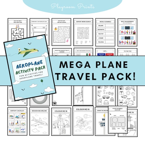 Aeroplane Activity Pack for Kids - Travel Activity Set, Digital ...