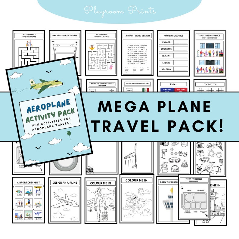 Aeroplane Activity Pack for Kids - Travel Activity Set, Digital ...
