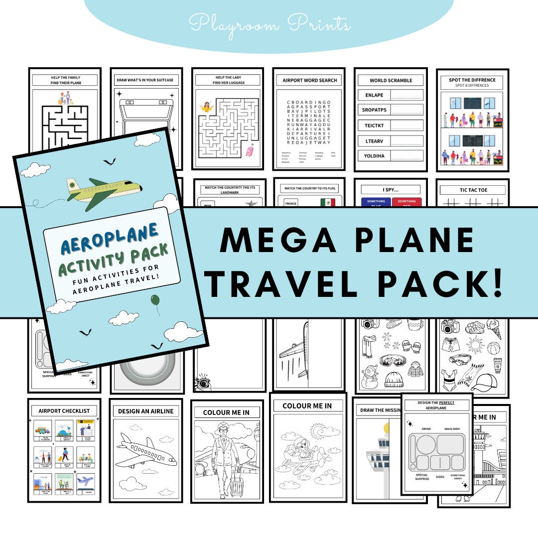 Aeroplane Activity Pack for Kids Travel Activity Set, Digital Download ...