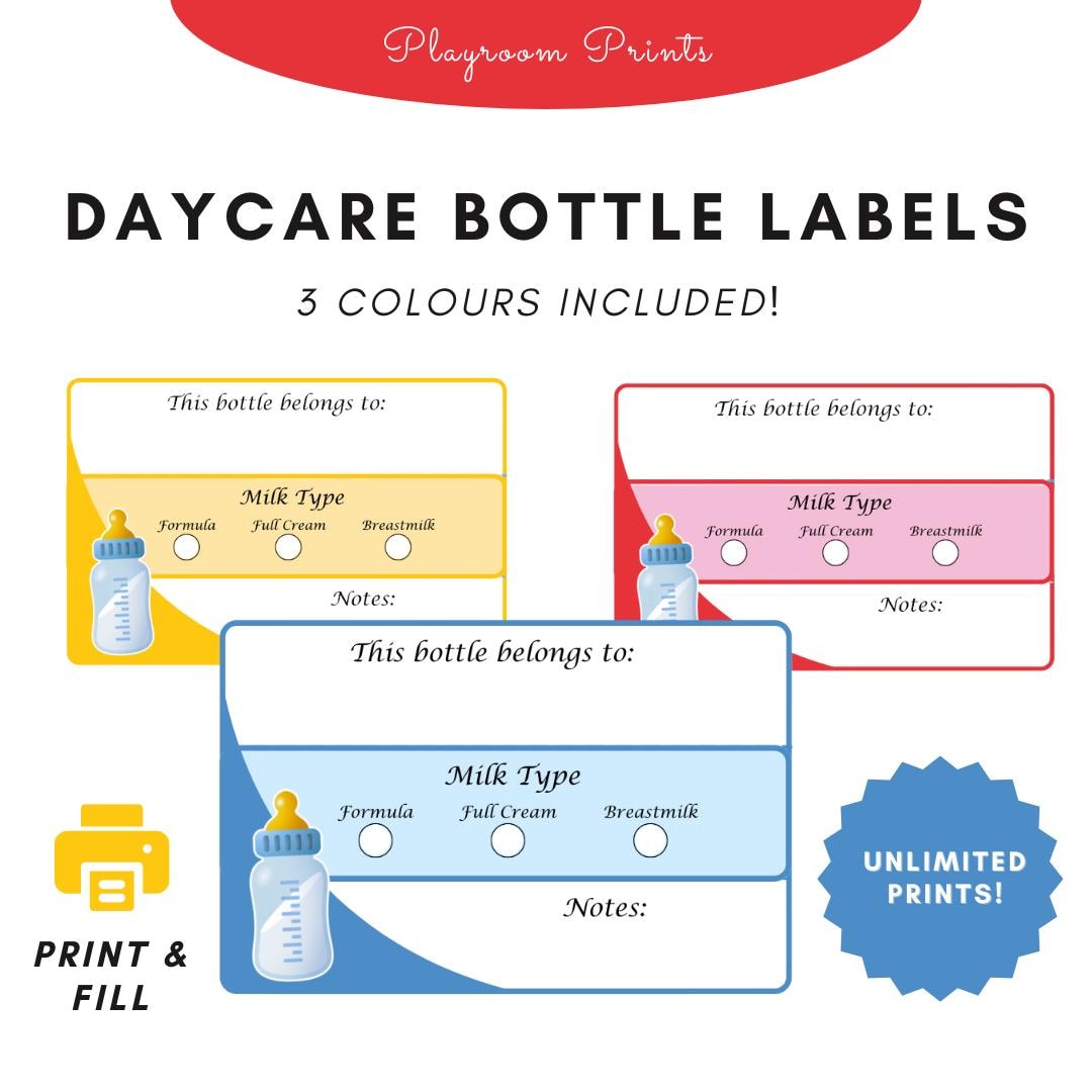 Printable Daycare Bottle Labels – Baby Milk Name Tags for Formula ...