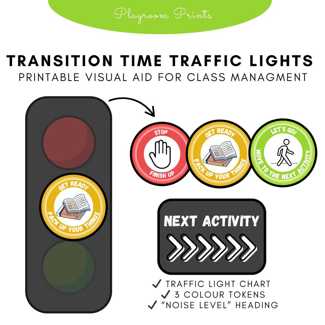 Transition Time Traffic Light Chart for Classroom | Visual Routine Aid ...