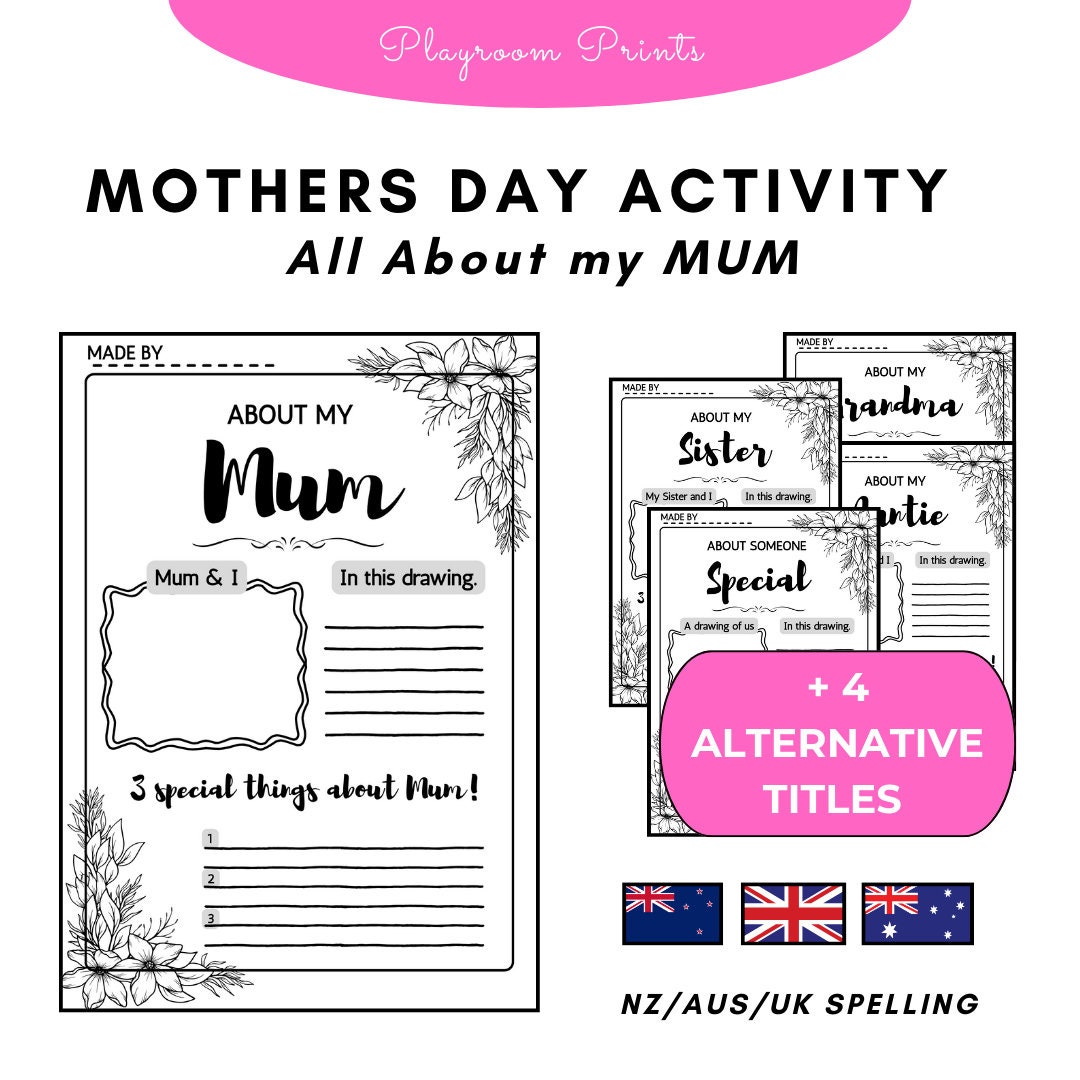 Mother's Day Worksheet 'all About My Mum' Gift , Special Someone and ...