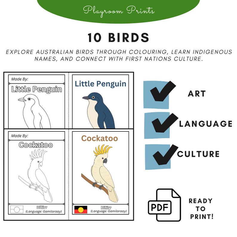Australian Bird Colouring Set With Indigenous Names – Printable PDF ...