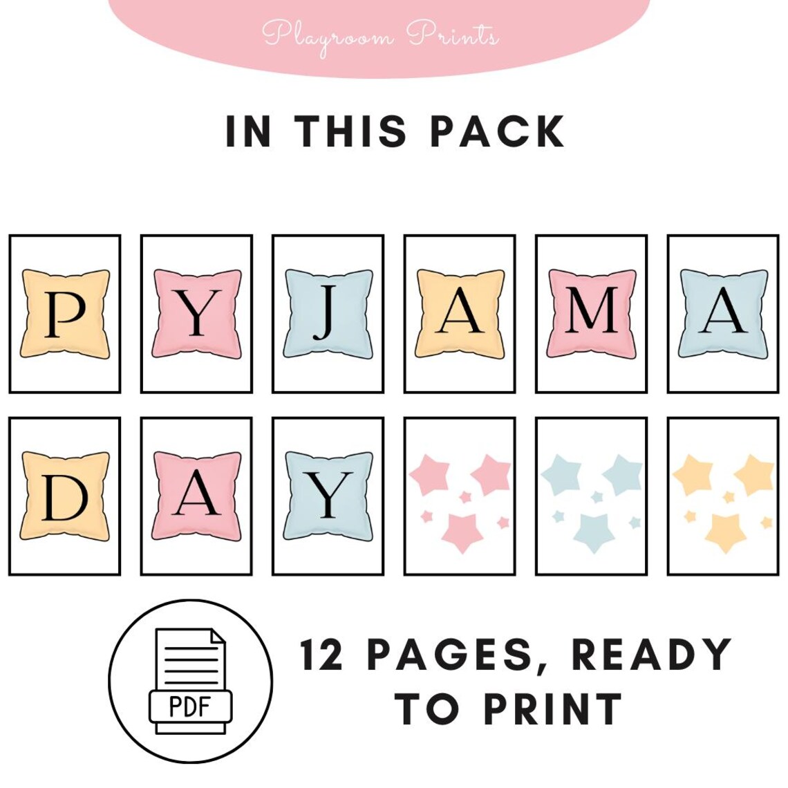 Pyjama Day Printable Banner Cushion Design Set for Daycare ...