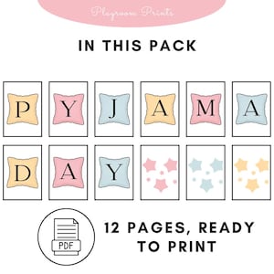 Pyjama Day Printable Banner Cushion Design Set for Daycare ...