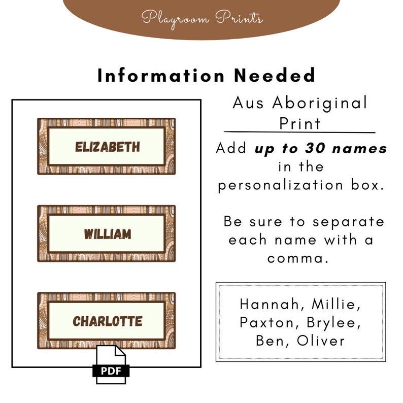 Classroom Name Tags Australian Aboriginal Print ,EDITABLE Custom Locker ...