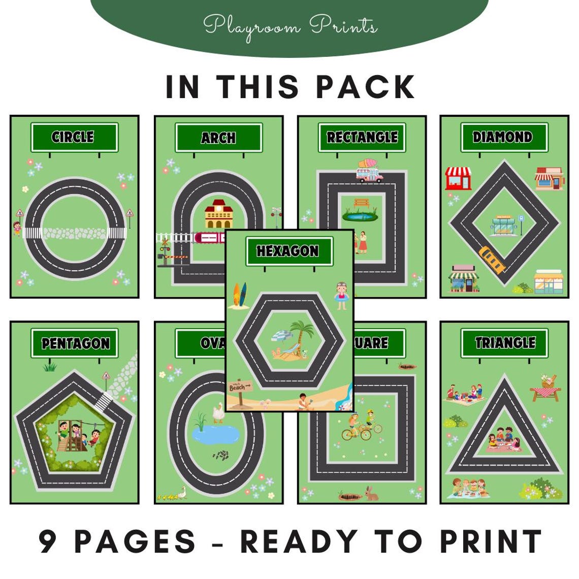 Printable Road Shape Tracing Mats | Toddler Geometry Learning ...