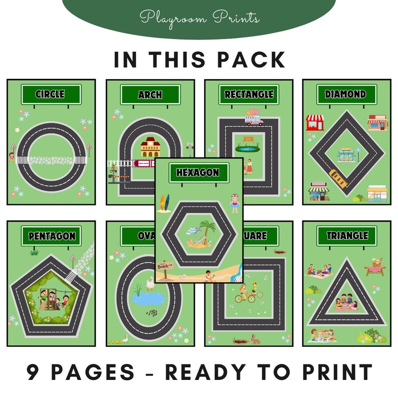 Printable Road Shape Tracing Mats | Toddler Geometry Learning ...