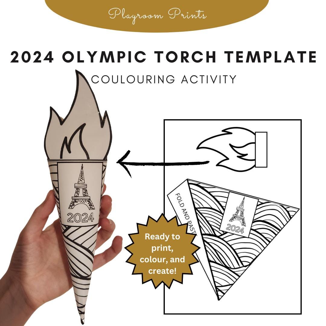 DIY Olympic Torch Coloring Craft Kit Paris 2024 Inspired Classroom ...