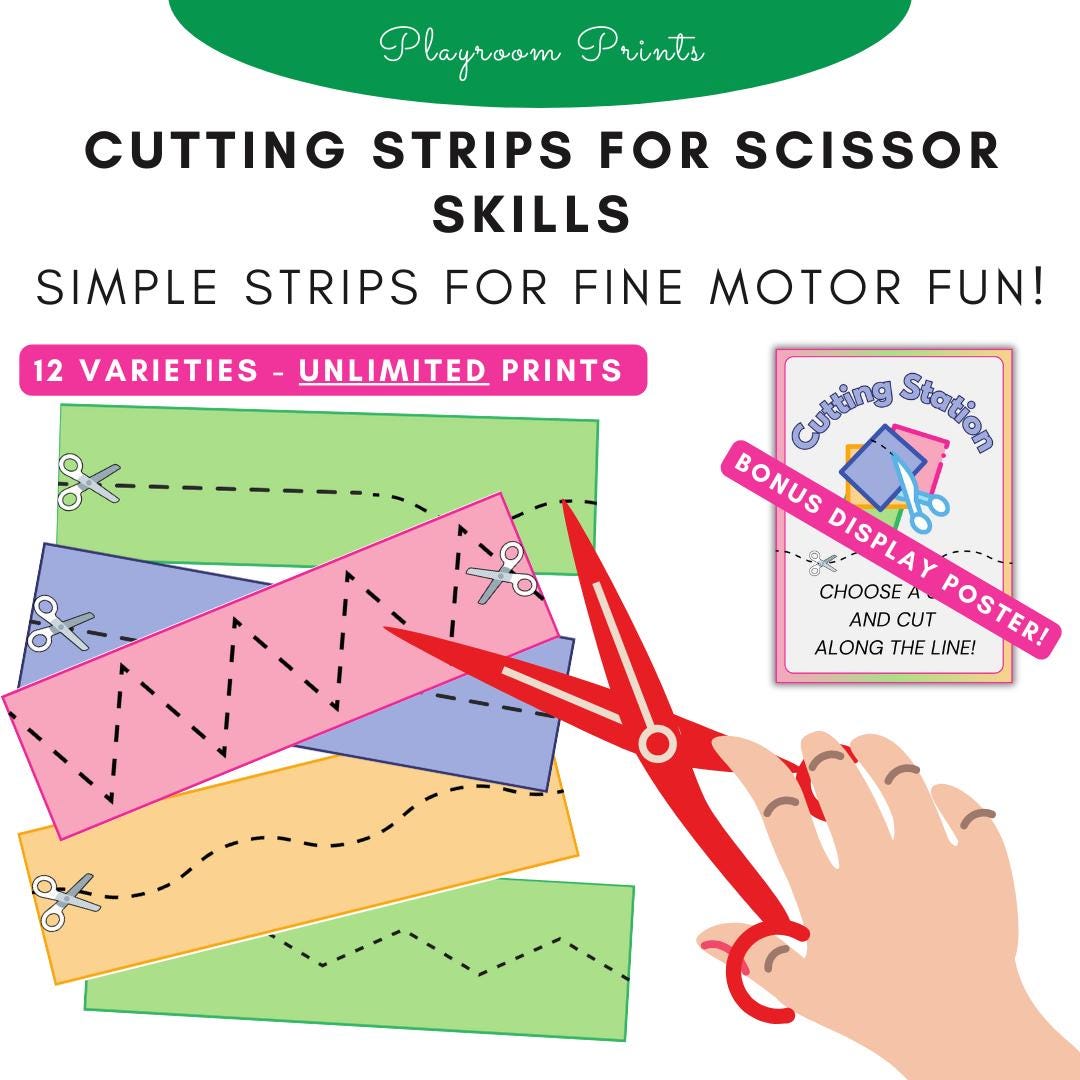 Scissor Skills Cutting Strips for Kids | Fine Motor Activities | Easy ...
