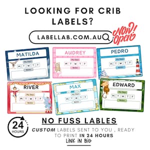 Daycare Cot and Sheet Name Tags | Name Tags for Nursery | Preschool ...