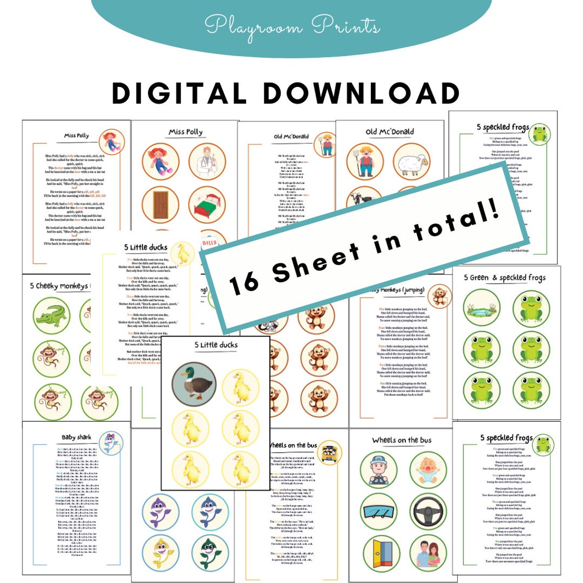 Children Nursery Rhyme, 5 Little Monkeys, Printable Nursery Rhymes ...