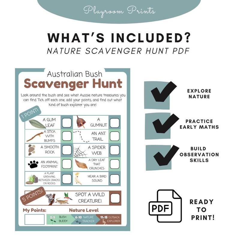 Australian Bush Scavenger Hunt Printable – Outdoor Nature Activity With ...