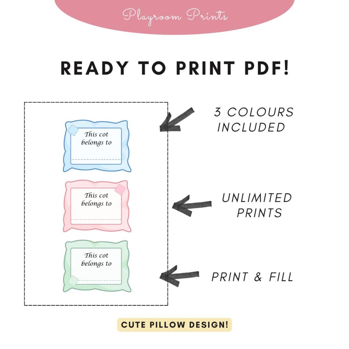 Printable Daycare Cot Labels – PDF Pillow Name Tags for Nursery Bedding ...