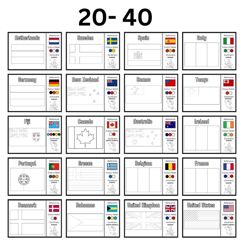 Flags of the World Coloring Activity Sheet Set – Printable for ...